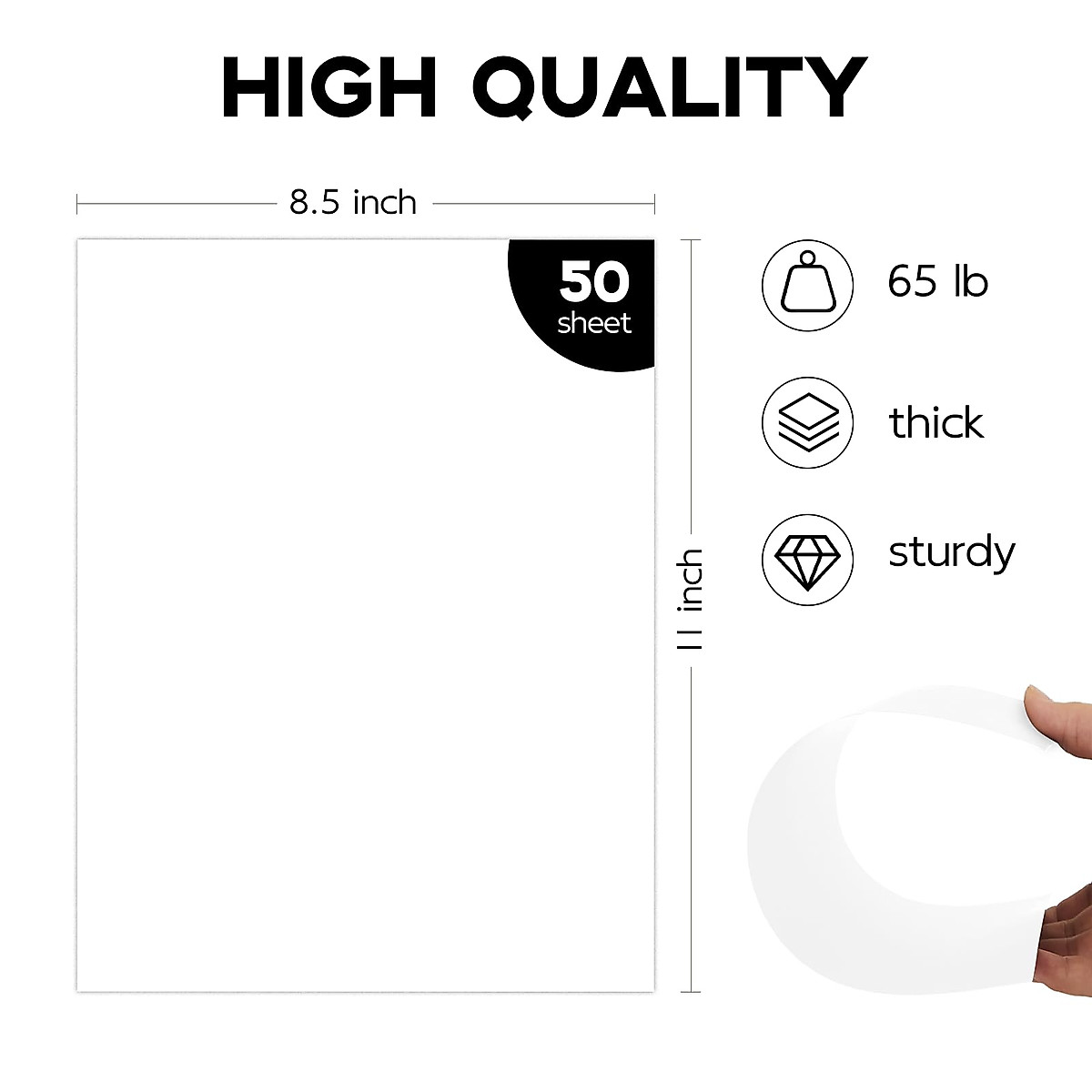 50 Pack White Cardstock 8.5 x 11 White Paper, Goefun 65lb Card Stock Printer Paper for Cards Making, Office Printing, Paper Crafting