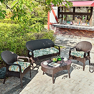 BLISSWALK Outdoor Chair Cushions,3 Piece Loveseat Outdoor Cushions Set,Tufted/Wicker Patio Cushion for Patio Furniture All Weather,44“x19 x5,Floral