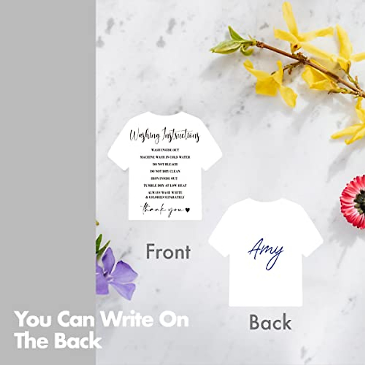 200 PCS T Shirt Washing Instruction Cards, Clothes Cleaning Care Instruction Insert Customer Direction Card for Small Business Online Shop Owner (3.6” x 3.4”)