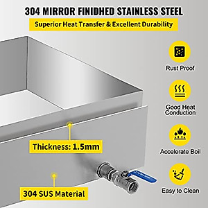 VBENLEM Maple Syrup Evaporator Pan 24x18x6 Inch Stainless Steel Maple Syrup Boiling Pan for Boiling Maple Syrup