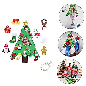 Toyvian Felt Christmas Tree Blush Set Lip Gloss Set Bling Decor Felt Xmas Tree Toddler Ornament Childrens Nativity Set for Kids Christmas Wall Hanging Xmas Decorations 3D DIY Felt Ornament