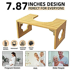 Bamboo Poop Stool, Foldable Toilet Stool Squat Adult with Anti Slip Layer, Bathroom Potty Stool by Bulkpanda