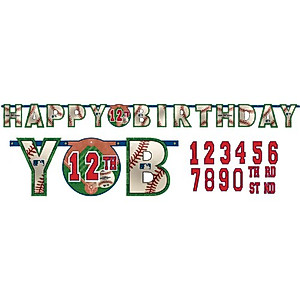 "MLB Collection" Add-An-Age Letter Banner, Party Decoration, 6 Kits