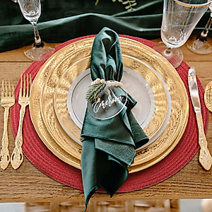 Noctiflorous Round Braided Placemats 15 Inch Round Table Mats Set of 6 for Dining Tables Natural Woven Rustic Heat Resistant Place Mats for Valentine's Day(Red Shine)