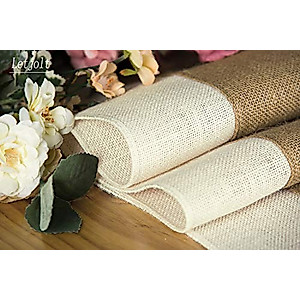 Burlap Table Runner Rustic Table Runner Farmhouse Table Decor Macrame Table Runner Jute Woven Fabric, Light Colour Edge 12x72 Inches