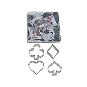 R&M International Casino Playing Card Suits Cookie Cutters, Spade, Heart, Club, Diamond, 4-Piece Set