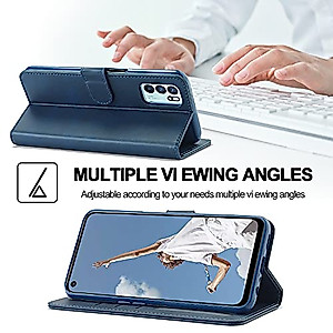 Phone Flip Case Compatible with OPPO Reno 6Pro 5G PU Leather Wallet Case,with Card Slot [Stand Feature] Magnetic Closure Protective TPU Shockproof Flip Cover Case phone protection ( Color : BLUE )