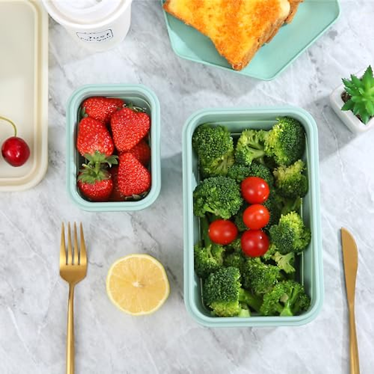 Josoft Collapsible Bowls with Lids 41oz Food-grade Silicone Bowl Free BPA,Folding Mixing Bowls Camping kitchen Essentials,Large and Smalls Nested to Save Space