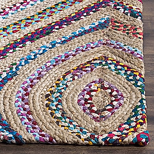 SAFAVIEH Cape Cod Collection Accent Rug - 4' x 6', Natural & Multi, Handmade Boho Braided Jute, Ideal for High Traffic Areas in Entryway, Living Room, Bedroom (CAP605A)