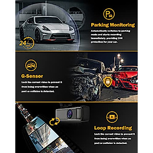 Dash Cam 1080P WiFi Dash Camera for Cars, Dash cam Front with App, Car Camera with Night Vision, 170° Wide Angle WDR, 24 Hours Parking Mode, G-Sensor, Loop Recording, Support 128GB Max - Car Charger