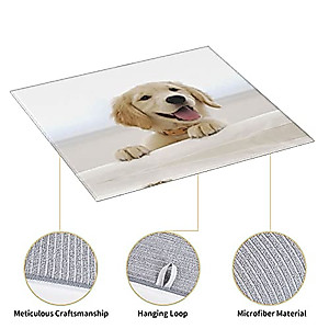 Golden Retriever Puppies Printed Drying Mat For Kitchen Ultra Absorbent Microfiber Dishes Drainer Mats Non-Slip Silicone Quick Dry Pad - 18 X 16inch