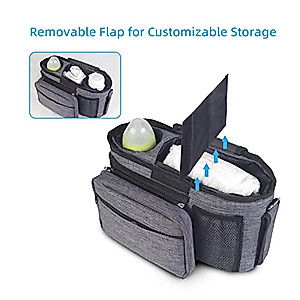 Universal Baby Stroller Organizer with Insulated Cup Holder,Stroller Storage with Non-Slip Straps,Fits for Uppababy Baby Jogger Britax Bugaboo BOB Umbrella Stroller Accessories Caddy Parent Console