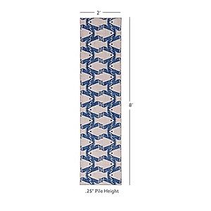 Linon The Anywhere Washable Rug Shayna Ivory/Blue 2' X 8' Runner Rug