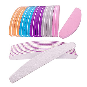 Nail File and Buffer (20 Pcs), Buffer Block Nail Files Double Sided 100/180 Grit for Acrylic and Natural Nails, fingernail Emery Board Buffing Blocks Manicure Set Nail Care kit Tool Halfmoon Arc