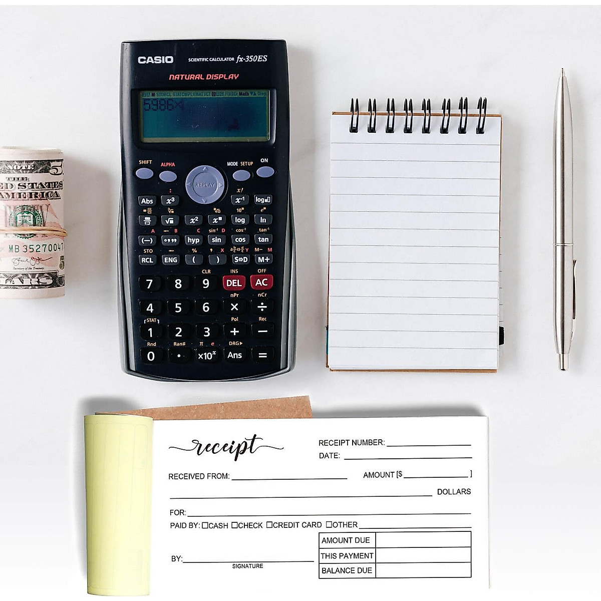 2 Packs 50-Set Receipt Pad, Carbon Duplicate Copy Sales Receipt Form, Invoice Booklet for Stores, Warehouses, Offices, and Restaurants, 6x3 Handheld, 2-Part Carbonless-White/Yellow.