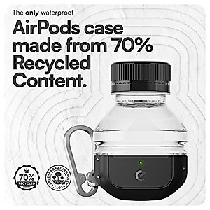 KeyBudz for AirPods 3rd Generation Case with Lock - Fully Waterproof AirPods 3 Case Cover with Keychain, Rugged Tough Protection, Hard Shell and Carabiner Clip for Easy Travel (Carbon Black)