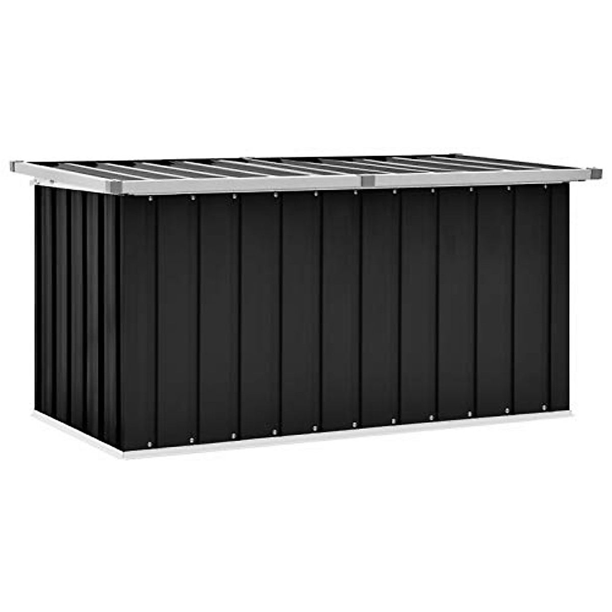 Tidyard Garden Storage Box Galvanized Steel Storage Container Deck Box Garden Tool Organization Anthracite for Patio, Lawn, Poolside, Backyard, Outdoor Furniture 50.8 x 26.4 x 25.6 Inches (W x D x H)