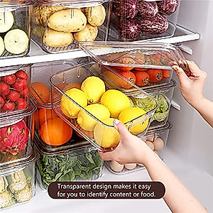 Lunhoo Clear Storage Organizer Bin with Front Handles and Lid for Cabinet, Pantry, Counter, Organizer Box for Coffee, Tea, Packets