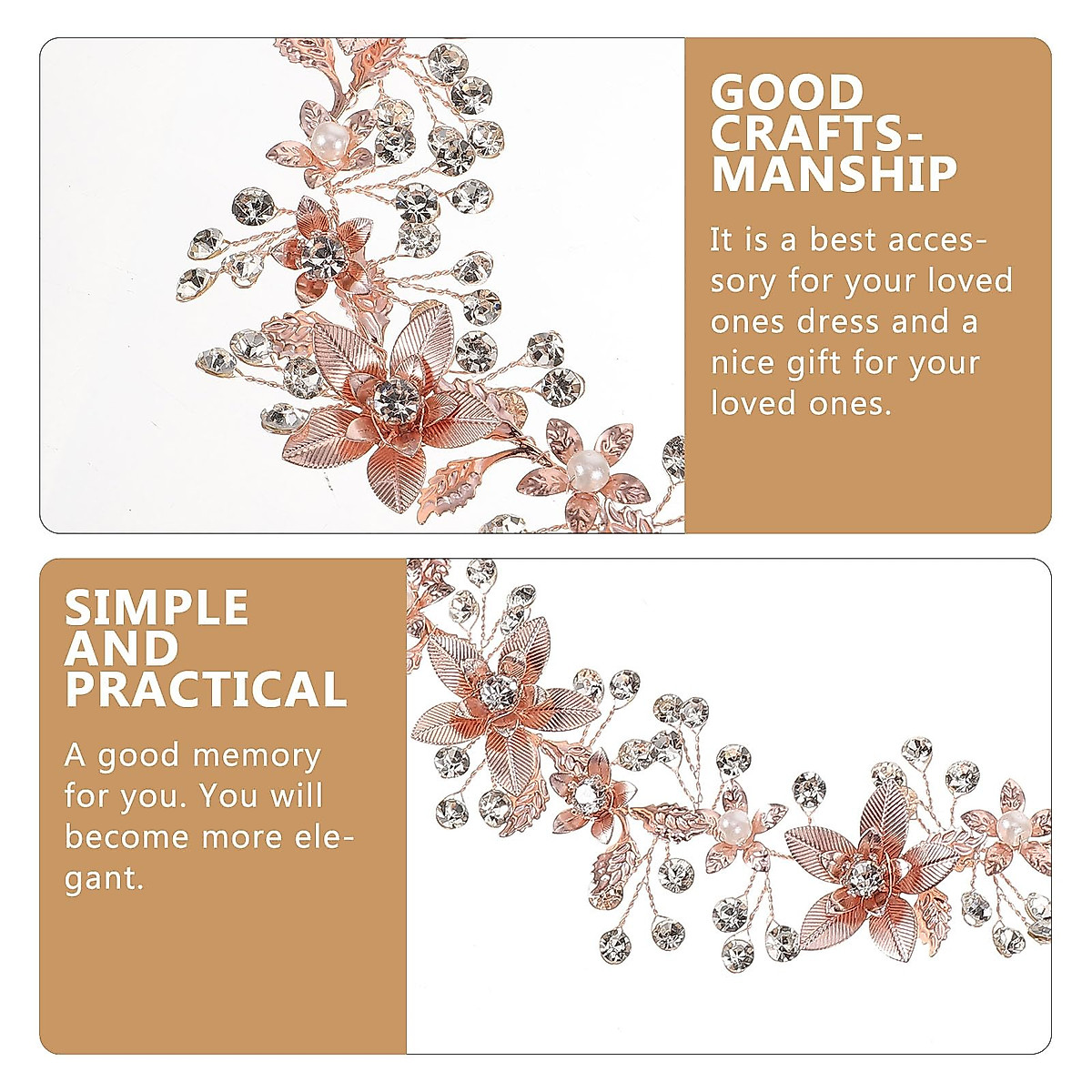 KESYOO Wedding Crystal Belt Fashion Bridal Dress Belt Accessory Bridal Flower Waistband Rose Gold Belt (Rose Gold)