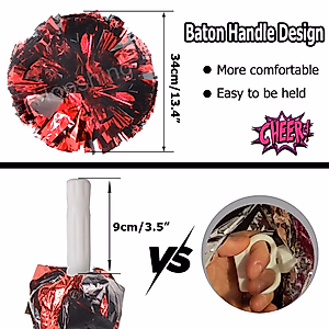 Hooshing 2PCS Red and Black Pom Poms Cheerleading with Plastic Handle Cheer Pompoms for Kids Gifts Team Spirit Sports Cheering