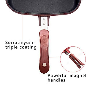 Square Double Sided Frying Pan, Kitchen Non-stick Baking Pancake Pan Omelette Trays, Indoor/Outdoor Camping Sandwich Toaster Grill, Cooks Toasties, Breakfast and More