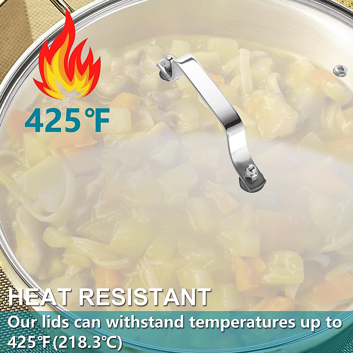 8 Inch Universal Tempered Glass Lid - 8" Pan Lid for Frying Pan and Pots,Stainless Steel Handle, Clear (8 Inch)