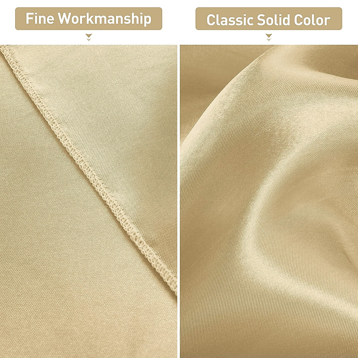 MCEAST 4 Pieces Champagne Satin Tablecloth 102 x 58 Inch Champagne Satin Table Overlay Cover Rectangular Bright Silk Tablecloth for Party, Wedding, Banquet Table Decoration