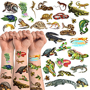 Reptile Temporary Tattoos,16 Sheets 100 Pieces Reptile Themed Tattoos Stickers Party Decoration Supplies Party favors for Kids Adults