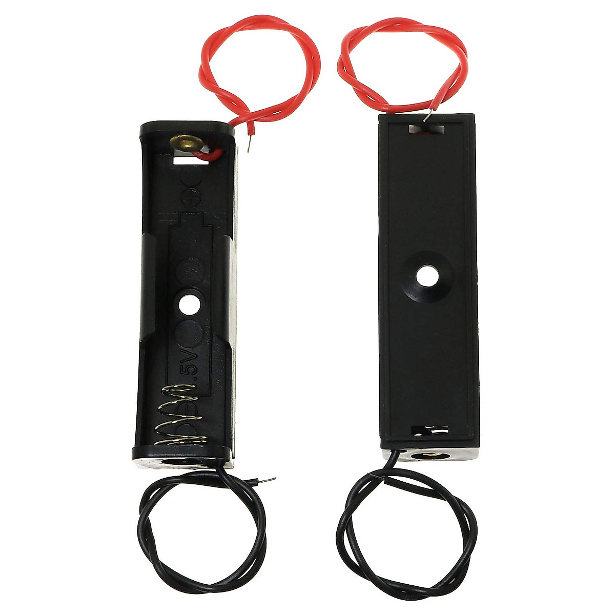 RuiLing 10-Pack Single AA Battery Holder Case Box with 5.5 Inch Cable Connections 1.5Volt Black