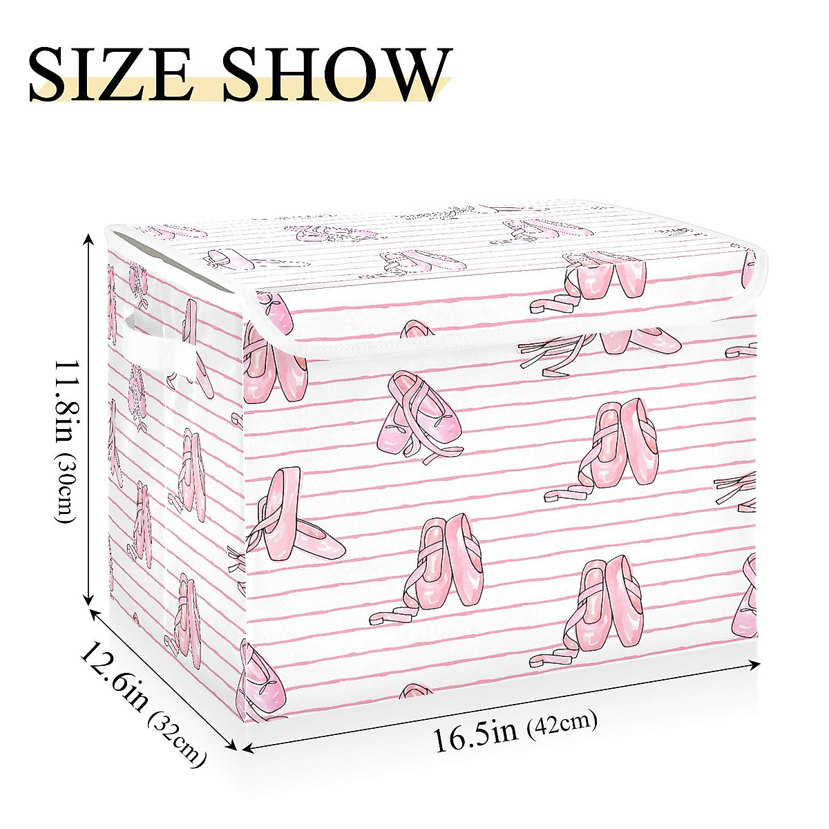 YETTASBIN Ballet Shoes Storage Basket with Lid and Handles, Large Collapsible Fabric Storage Bins Sturdy Storage Organizer for Shelves, Closet, Bedroom, School, Office, Home Decor