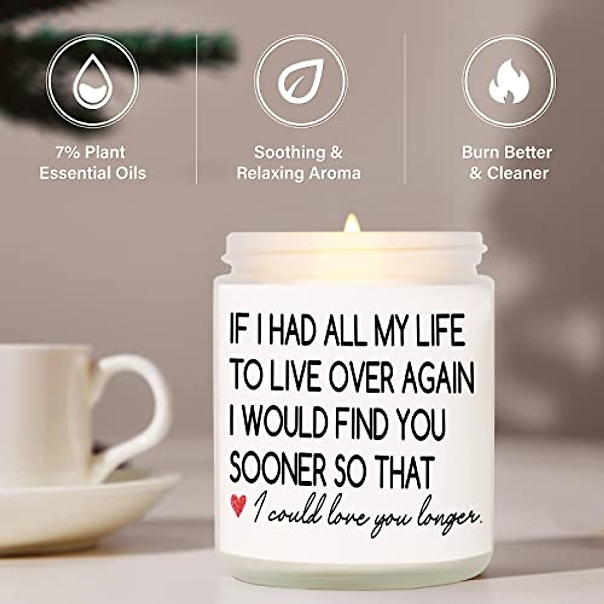 PETALSUN Gifts for Wife, Wife Birthday Gift- Handmade Lavender Natural Soy Wax Candle (7oz) - Romantic Gifts for Her, Girlfriend, Wife Gifts for Wedding Anniversary, Gifts for Wife from Husband