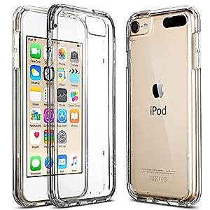 ULAK Soft TPU Bumper PC Back Hybrid Case for iPod Touch 6/iPod Touch 5/iPod Touch 7 - Retail Packaging - Clear Slim