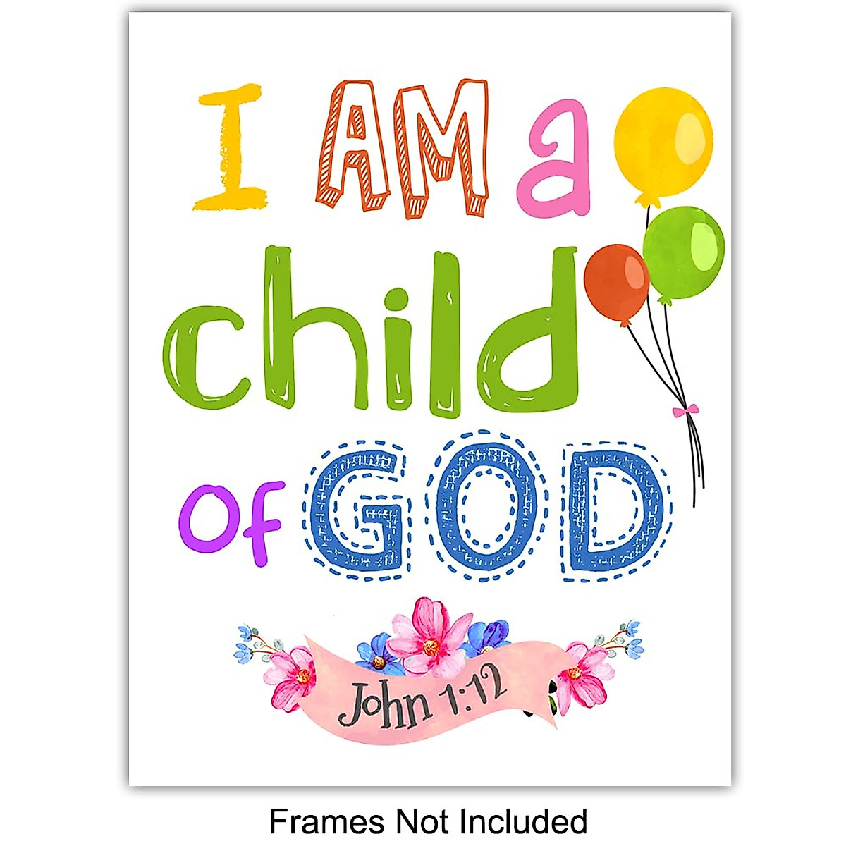 Bible Verse Wall Art - Scripture Wall Art - Christian Wall Art for Kids, Boys, Girls Bedroom - Religious Gifts for Kids - Aesthetic Wall Collage Kit - God Wall Decor - Positive Inspirational Quotes