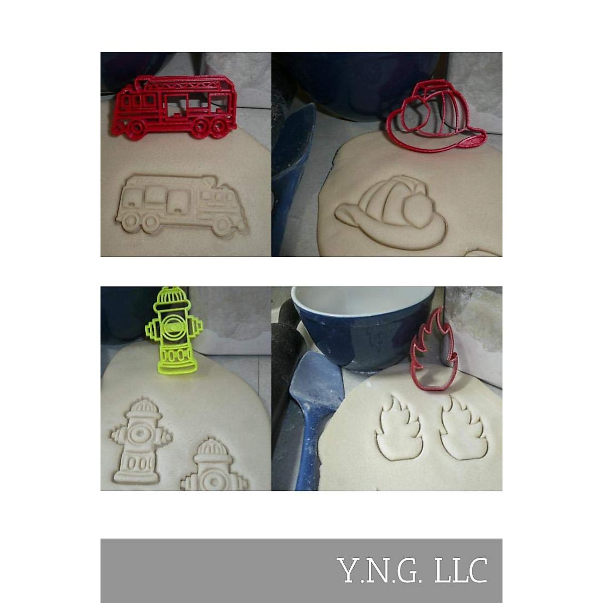 FIREFIGHTER FIREMAN DETAILED FIRE TRUCK HYDRANT HELMET SET OF 4 COOKIE CUTTERS MADE IN USA PR1397