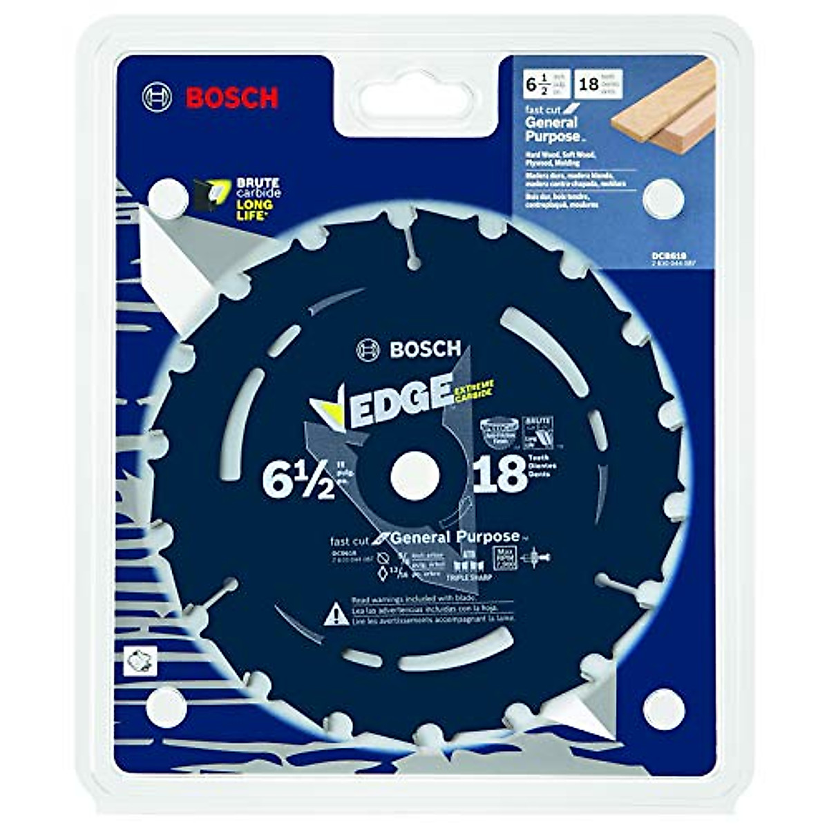 BOSCH DCB618 6-1/2 In. 18 Tooth Daredevil Portable Saw Blade Corded/Cordless Fast Cut, Blue
