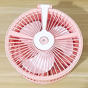 Lrufodya Portable floor Fan, Height Adjustable Folding Telescopic Table Fan, USB Rechargeable Personal Travel Fan with 4 Wind Speeds Air Humidifier LED Lamp and Night Light for Outdoor Camping