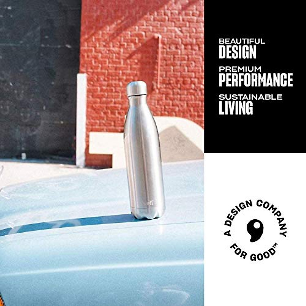 S'well Stainless Steel Water Bottle - 17 Fl Oz - Silver Lining - Triple-Layered Vacuum-Insulated Containers Keeps Drinks Cold for 36 Hours and Hot for 18 - BPA-Free - Perfect for the Go