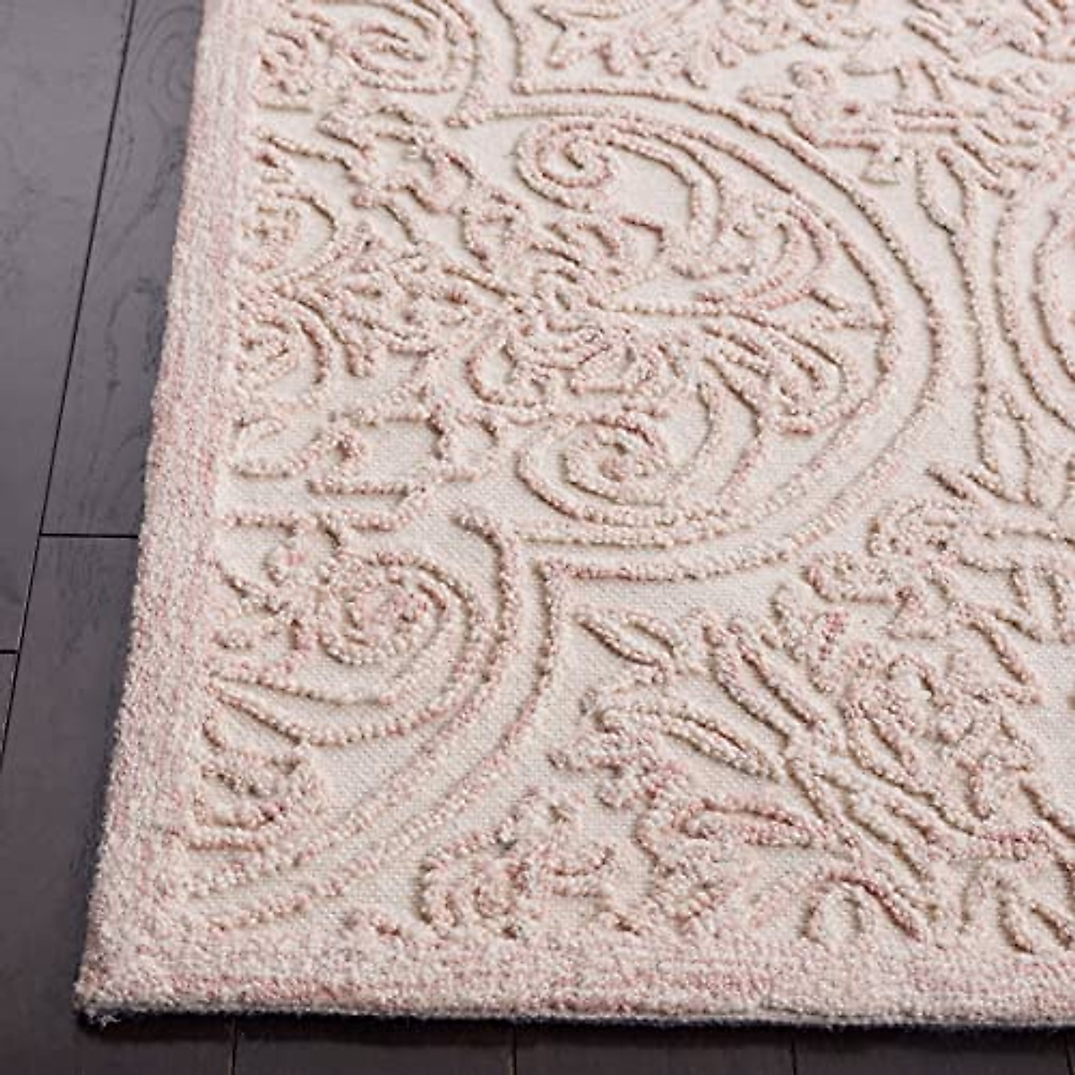 MARTHA STEWART Safavieh Collection by SAFAVIEH 4' x 6' Ivory/Pink MSR3511U Handmade Contemporary Wool Area Rug