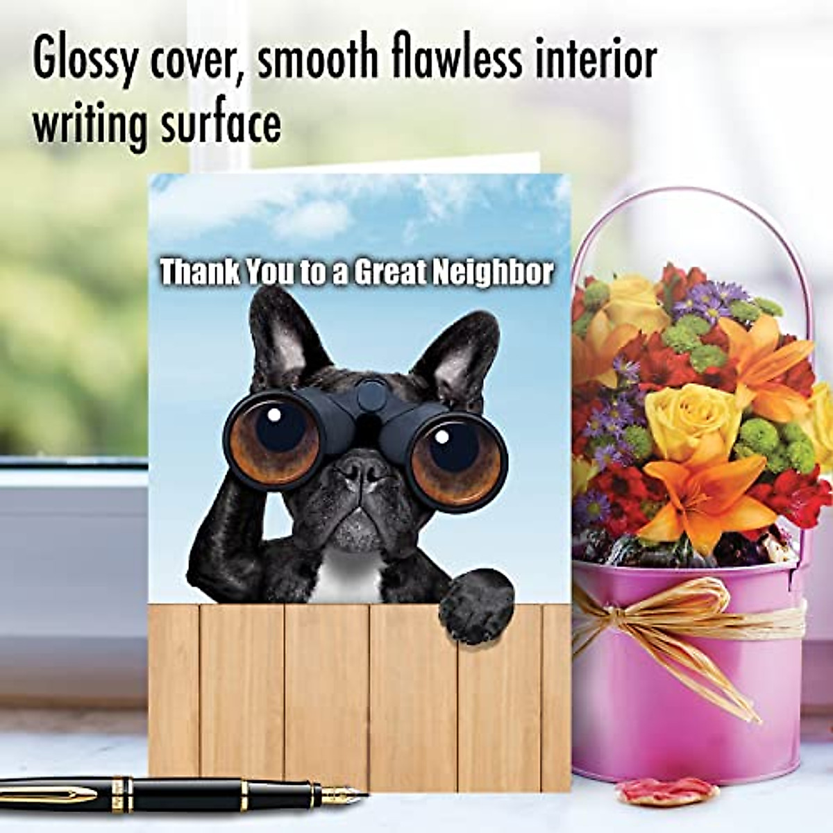 NobleWorks - Funny Thank You Greeting Card (Neighbor) with 5 x 7 Inch Envelope (1 Card) - Thank You To A Great Neighbor 9107