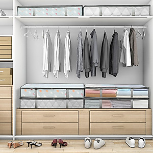 2 Pack Under Bed Storage Containers Bins, Humid-Proof Plastic Underbed Storage Bins, Clothes Storage and Organization Bags, Under the Bed Blanket Storage with Handles for Clothes, Bedroom