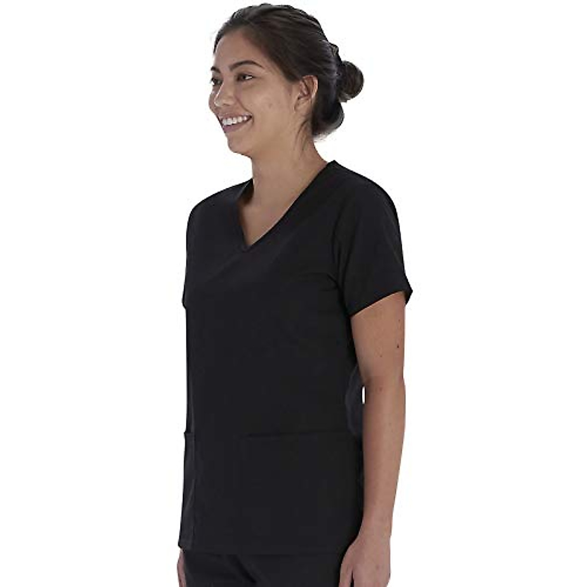 Vital Threads Womens Scrubs Set V-Neck Top & Drawstring Pant, VT512C, L, Black