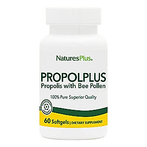 NaturesPlus Propolplus - 180 mg, 60 Softgels - Quality Bee Propolis Supplement with Bee Pollen - 60 Servings