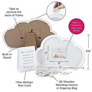 Kate Aspen Baby Shower Guest Book Frame with Wooden Guestbook Alternative, One Size, Cloud/Rain Drops