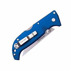 Cold Steel Finn Wolf 3.5in AUS8A Razor-Sharp Straight Back Blade 4.375in Griv-Ex Blue Handle Hunting Folding Knife, Boxed