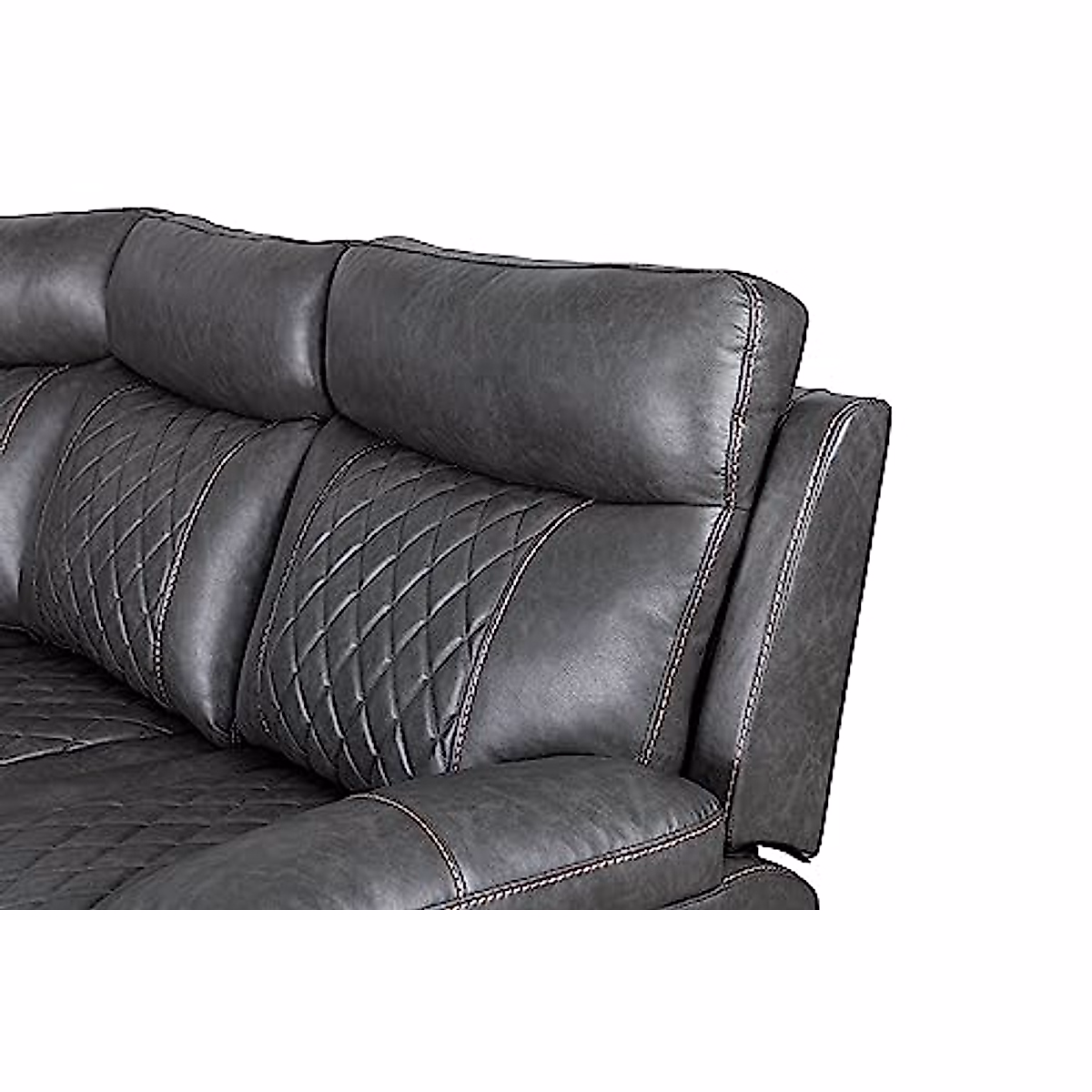 Eafurn Grain Leather Upholstery Manual Reclining Sectional Storage Console and Cup Holders,Symmetrical Motion Sofa & Corner Couch Living Room Furniture Set Home Theater Seating Movie Chair, Gray