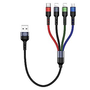 2Pack Multi Charging Cable Multiple Charger Cord Nylon Braided Short 1FT 4 in 1 USB Charge Cord with Phone/Type C/Micro USB Connector for Phone/Galaxy S20/S10S9/S8/S7 and More