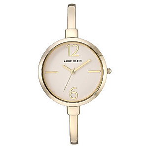 Anne Klein Women's AK/3290LPST Gold-Tone Bangle Watch and Premium Crystal Accented Bracelet Set