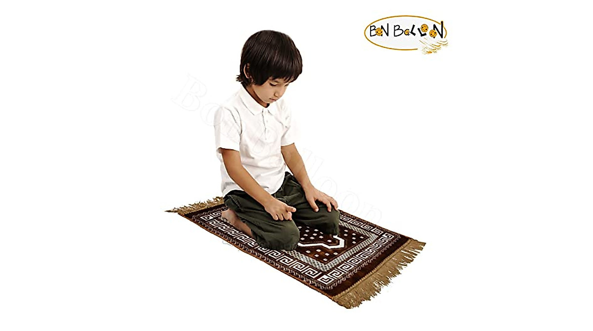 Childrens Islamic Prayer Rug - Light Brown Mini Sajjadah for Kids