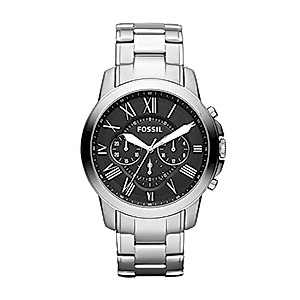 Fossil Men's Grant Quartz Stainless Steel Chronograph Watch, Color: Silver (Model: FS4736)
