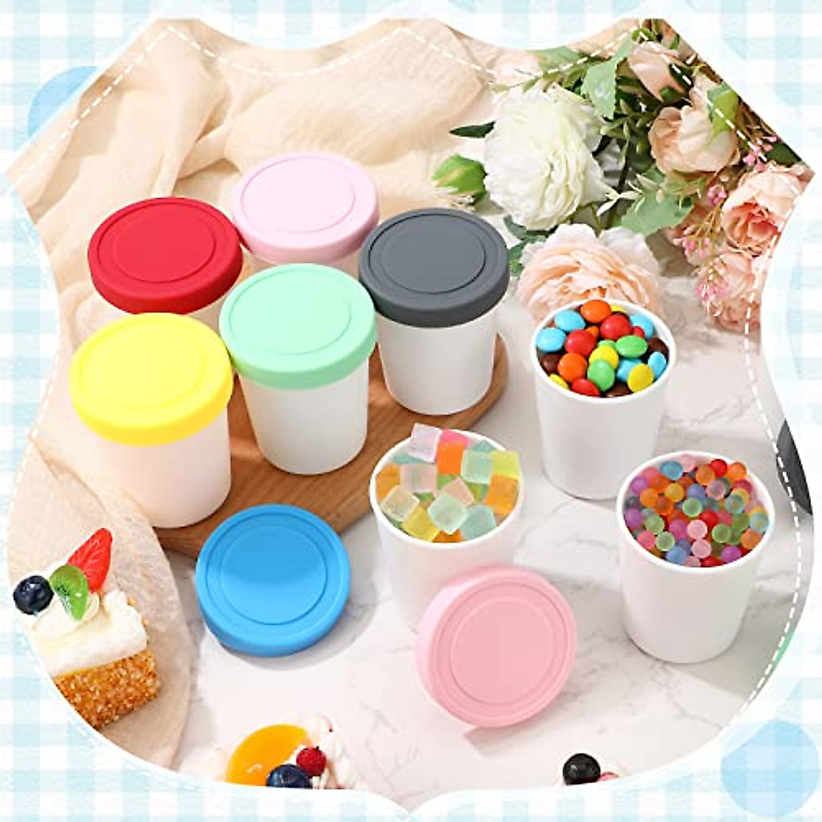 Gandeer 12-Piece Ice Cream Storage Containers for Homemade Flavors